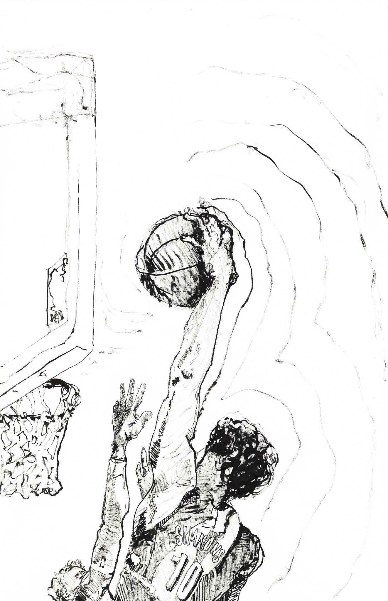 Above the Rim: A Drawing of Ben Simmons in Flight – Michael James Freedman